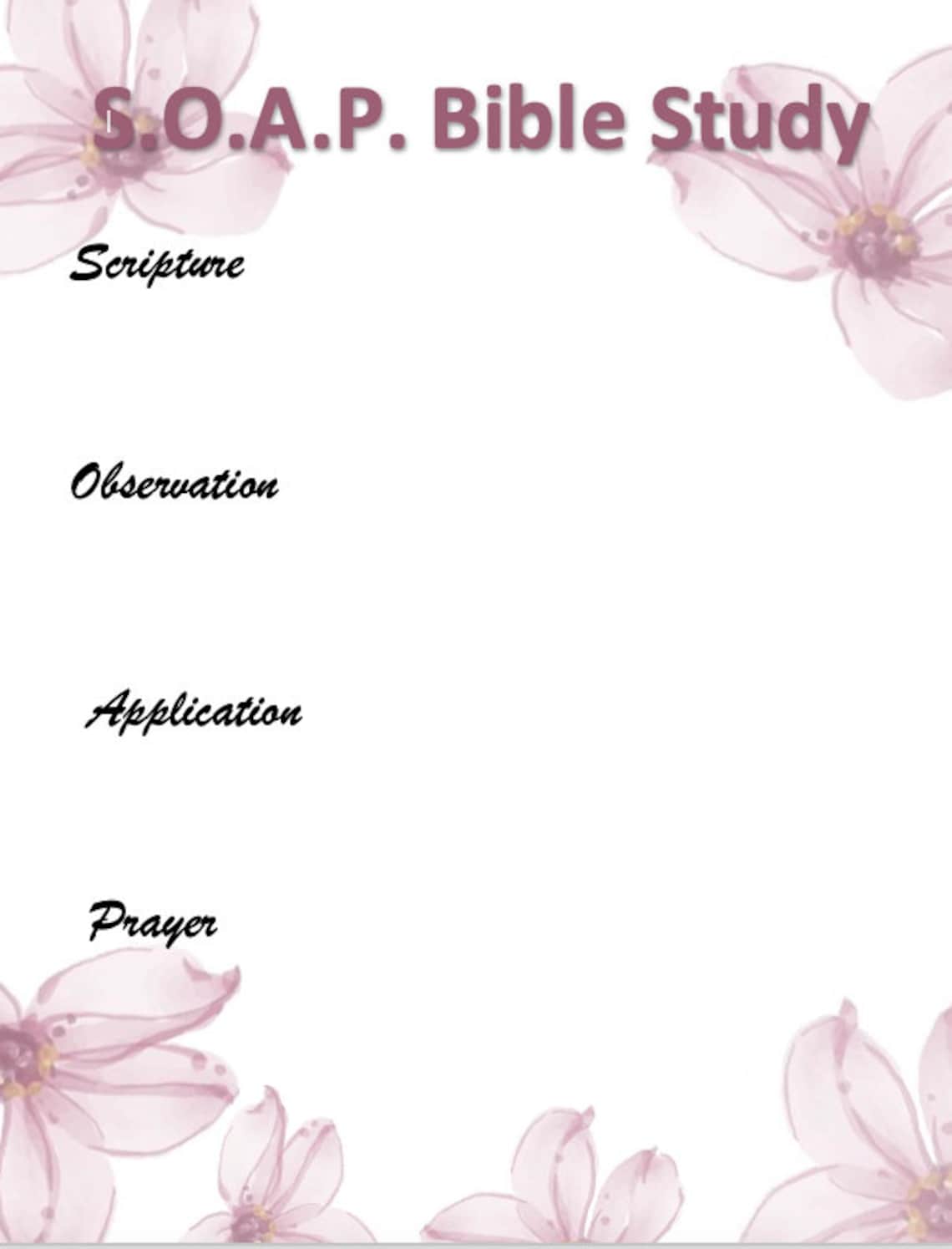 SOAP Bible Study Method Printable Templates - Etsy