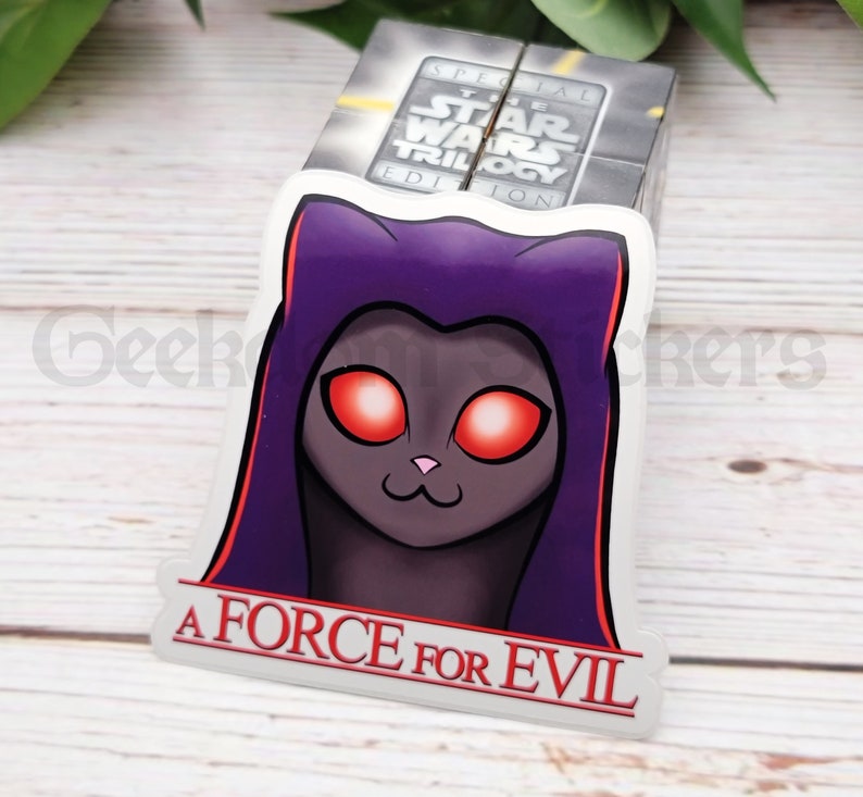 Sith Cat A Force for Evil Sticker, Laptop Decal, Geeky Sticker, Star ...