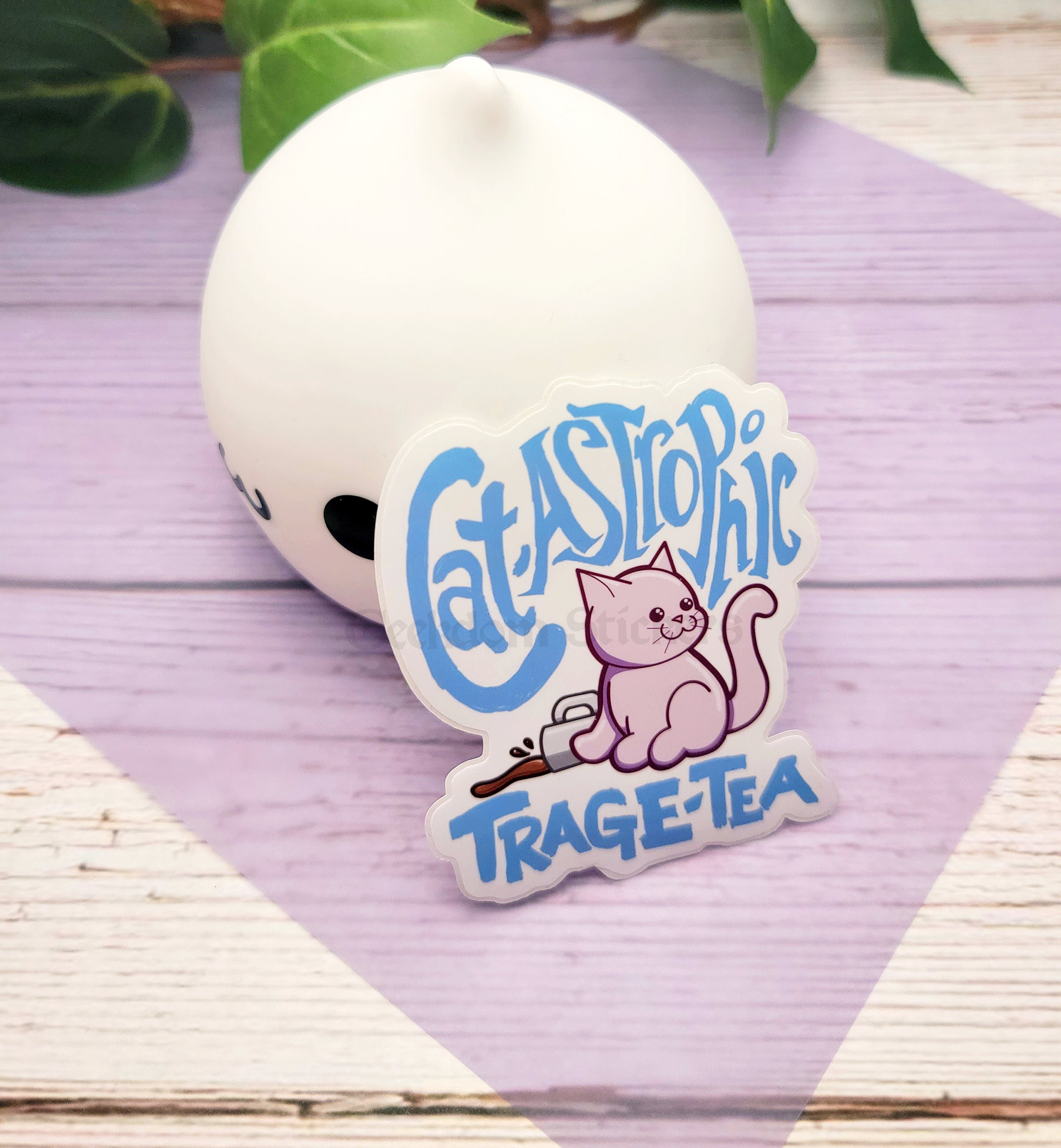 Cat Pun Tea Meme Sticker Funny Cat Sticker Laptop Decal - Etsy