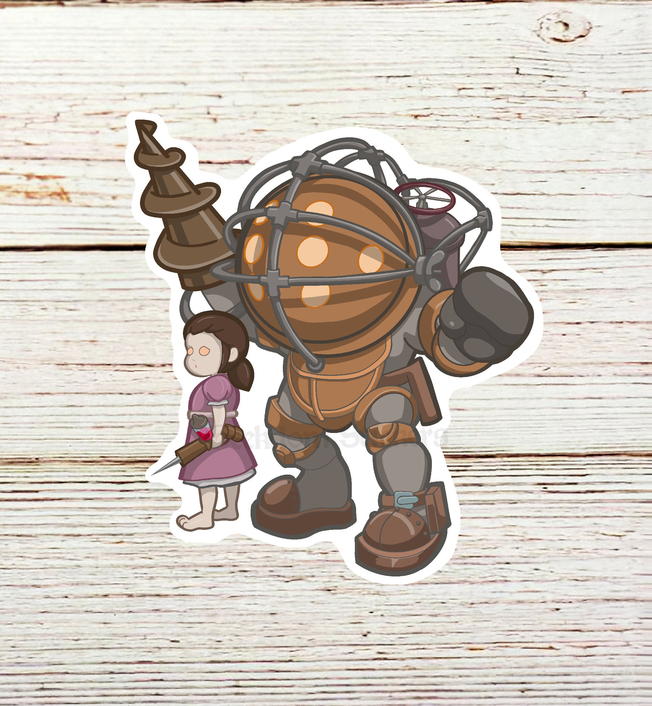 Chibi Big Daddy Video Game Sticker, Laptop Decal, Geeky Sticker, Hydro ...