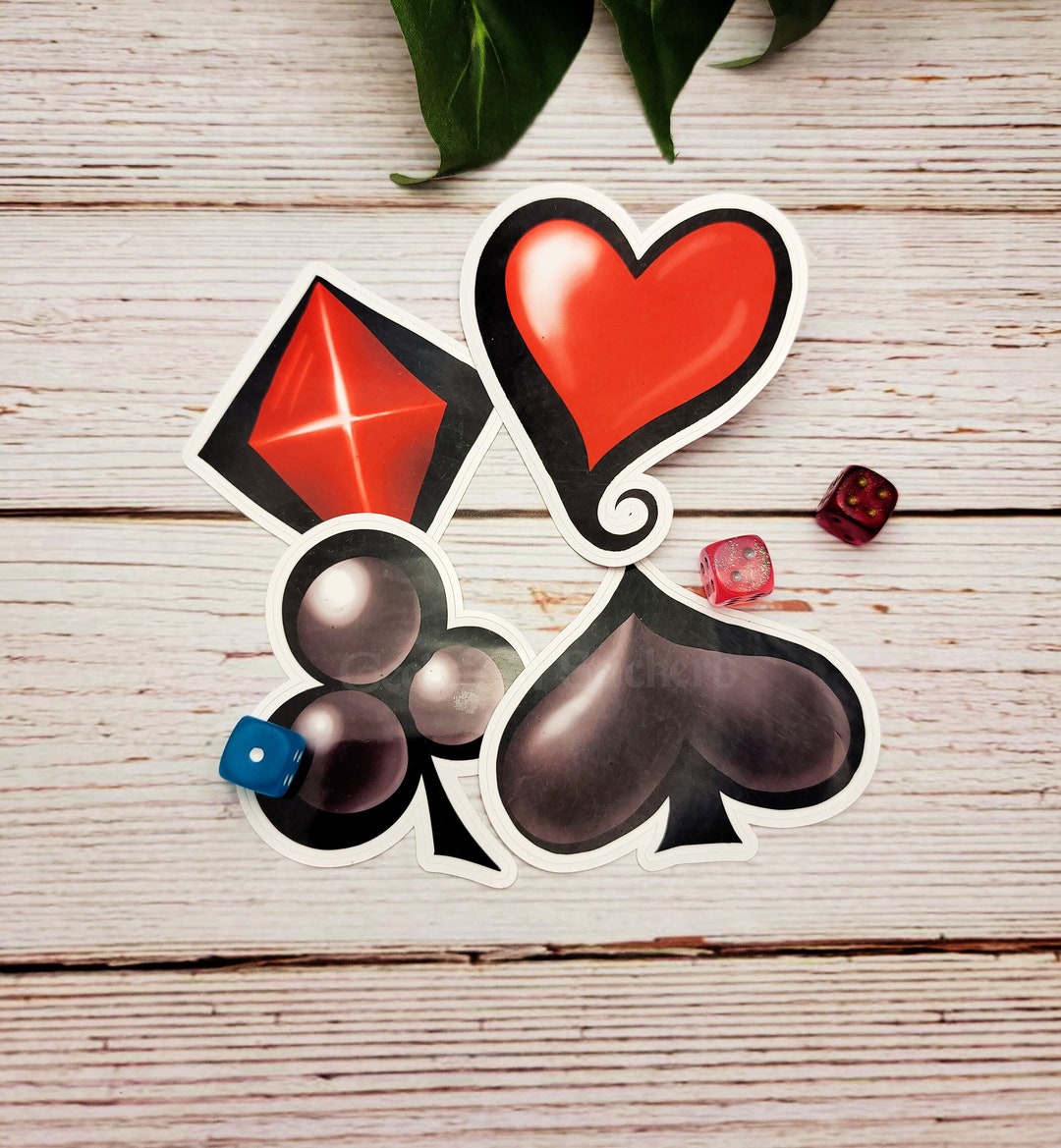 Cute Playing Card Suites Sticker Bundle, Laptop Decal, Geeky Sticker ...