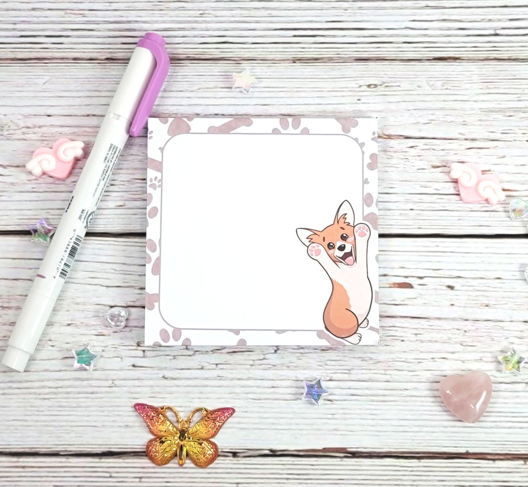 Small Kawaii Corgi Notepad, Cute Kawaii Dogs, Hand Drawn Art, Hand Made ...