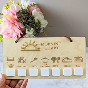 Morning Routine Sign | Dry Erase Chart | Customized | Daily Routine ...