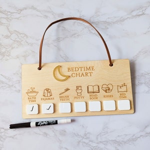 Bedtime Routine Sign | Dry Erase Sign | Night Time Routine Chart | Kids ...