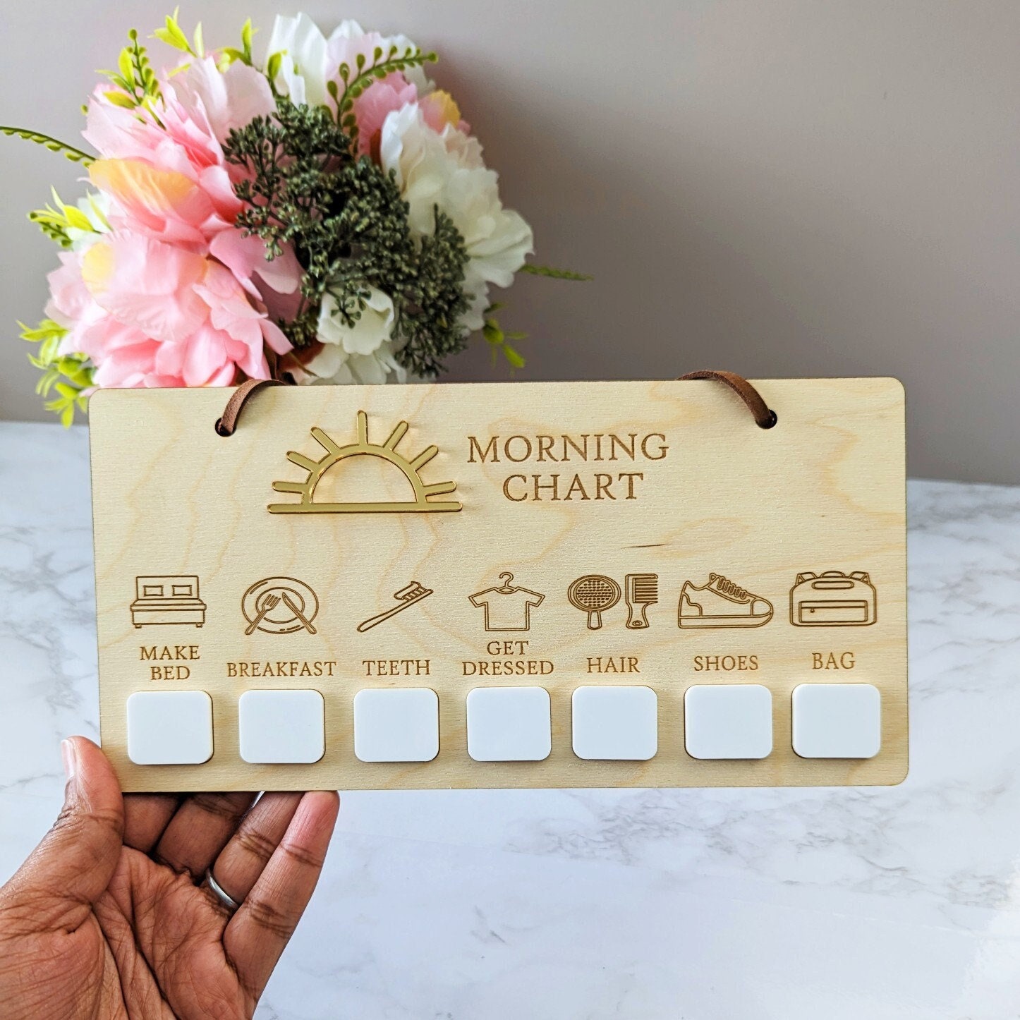 Morning Routine Sign | Dry Erase Chart | Customized | Daily Routine ...