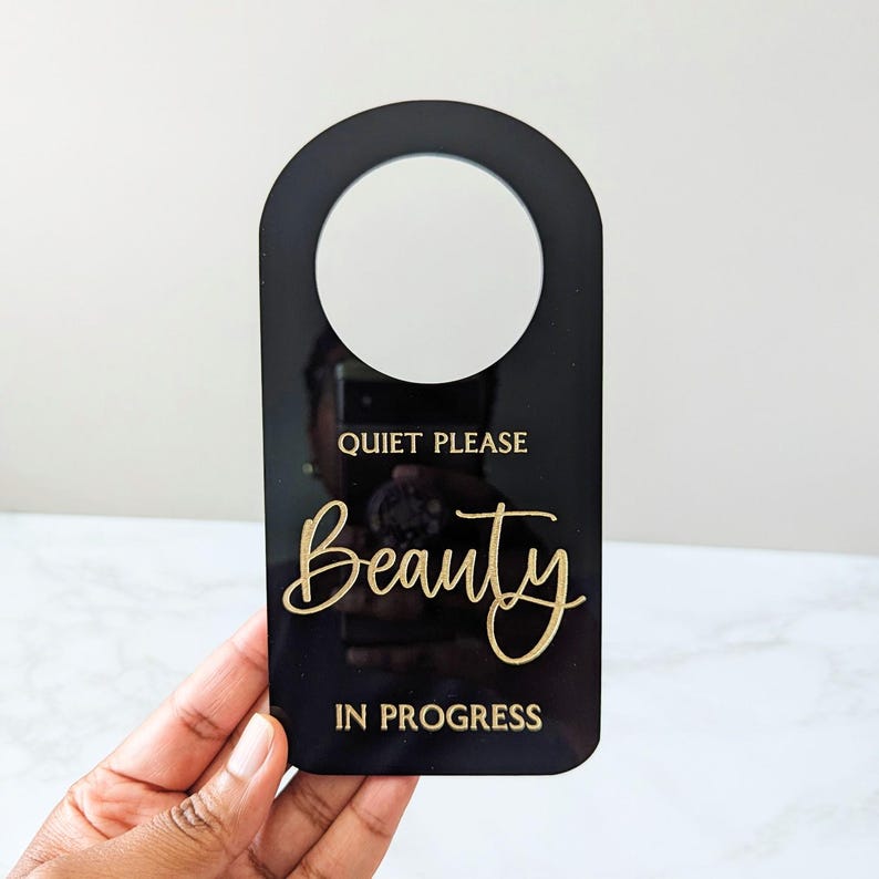Beauty in Progress Door Hanger | Acrylic Privacy Sign - Etsy