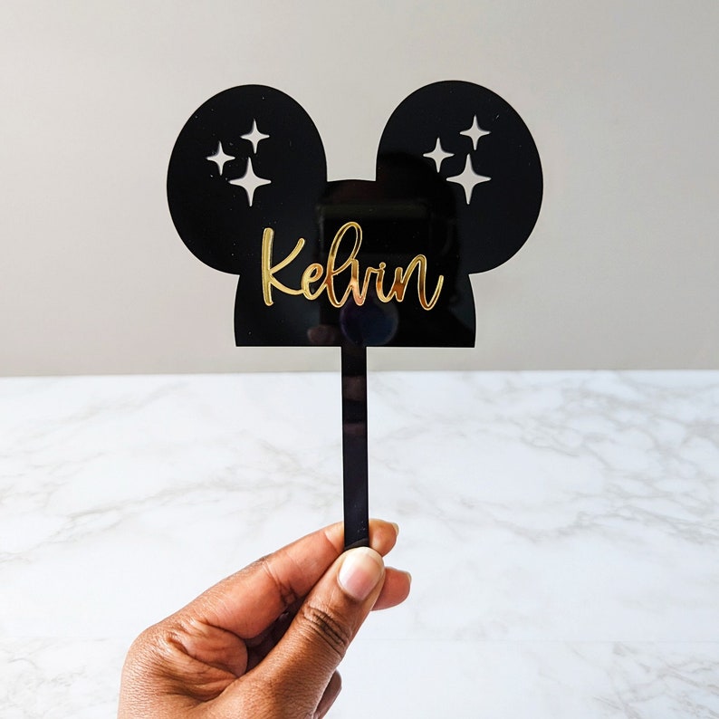Custom Acrylic Mouse Ear Cake Topper | Birthday Party Decor - Etsy