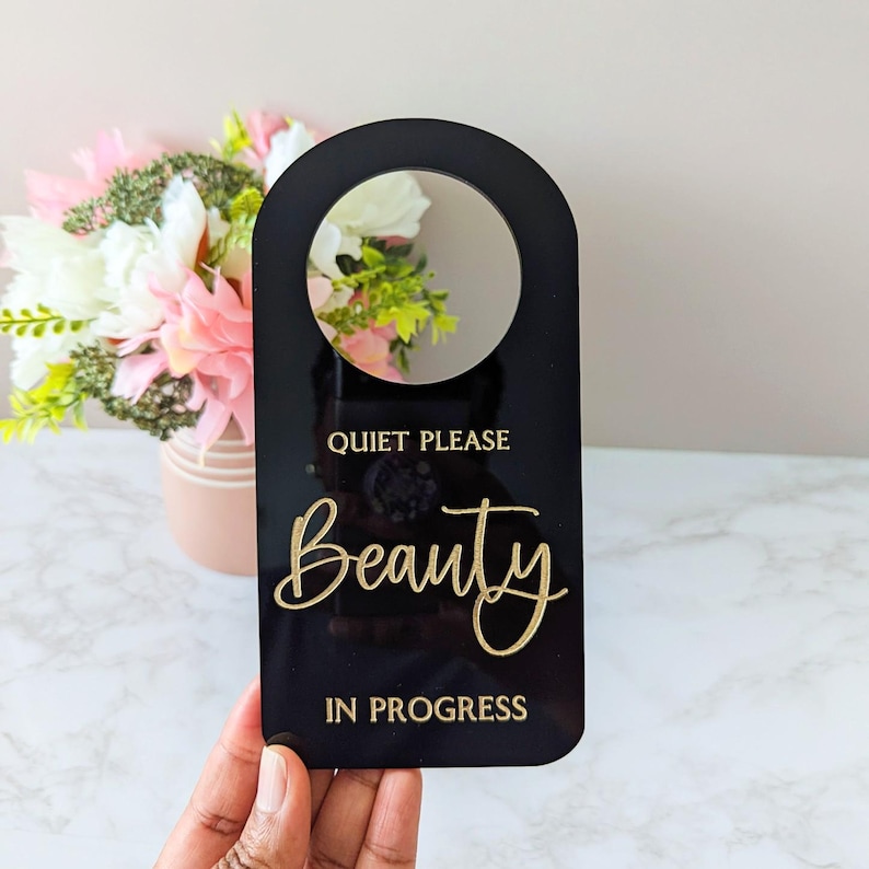 Beauty in Progress Door Hanger | Acrylic Privacy Sign - Etsy
