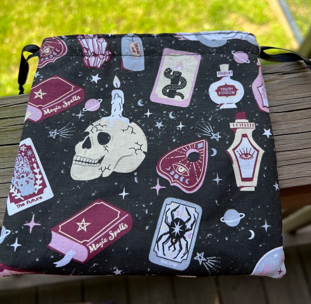 Skull & Magic Spells Ditty Bag: Gothic Drawstring Pouch - Etsy