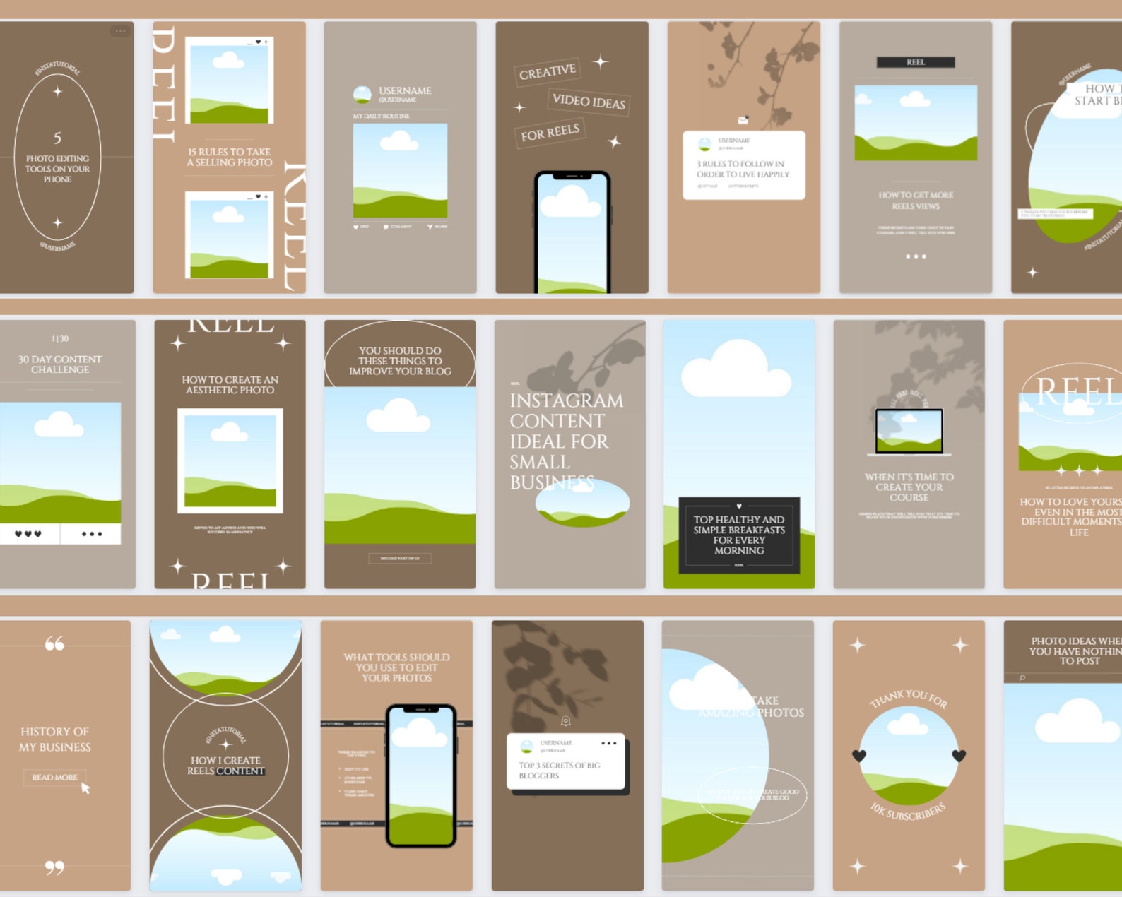 30 IG Reel Cover Template | Instagram Reels | Instagram Reel Kit | IG ...
