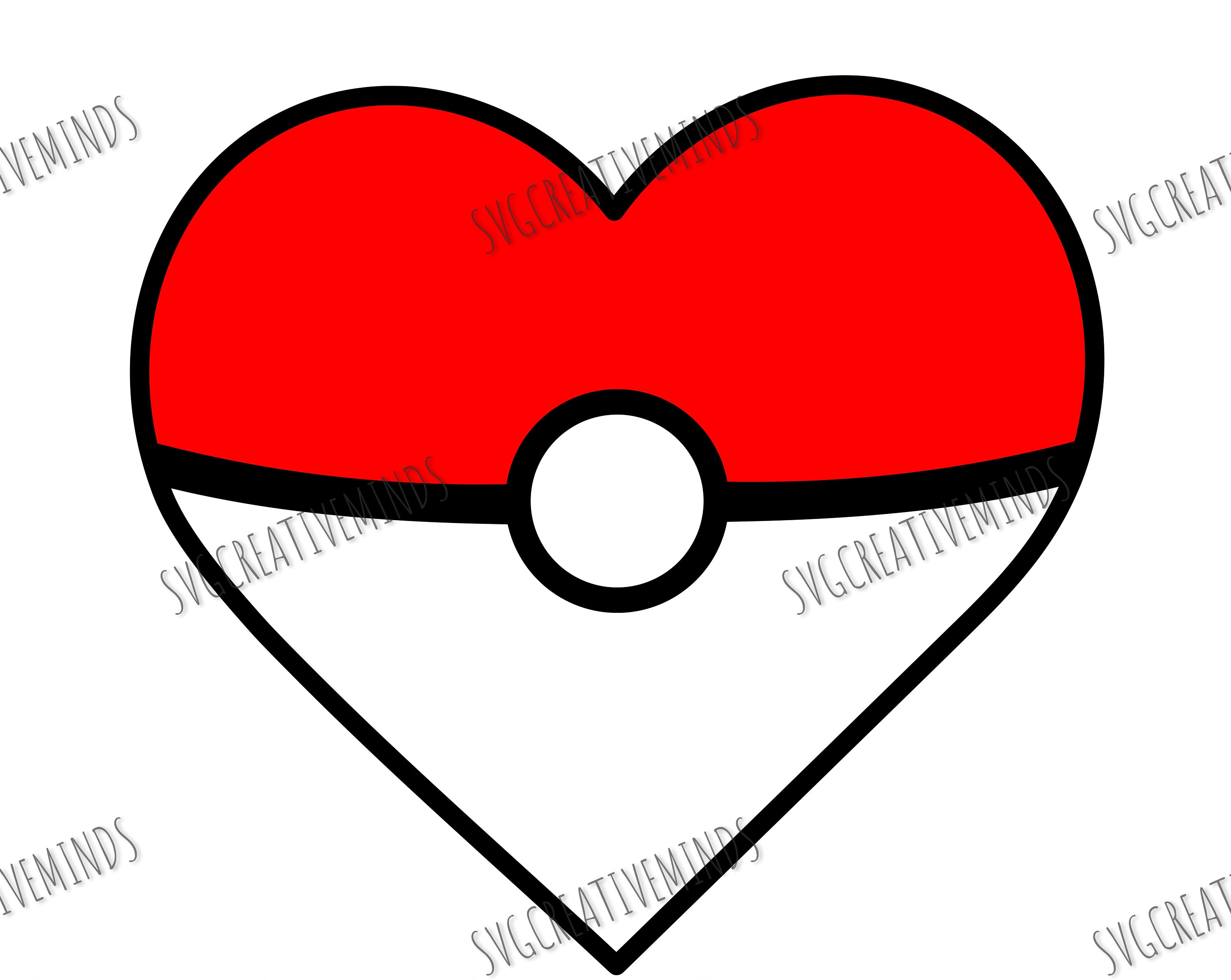 Pokémon Ball Inspired Heart – Instant Digital Download | Svg, Png, Jpg ...