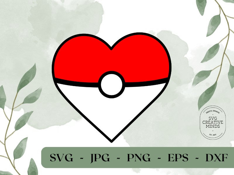 Pokemon Ball Inspired Heart- Instant Digital Download- Includes Svg ...
