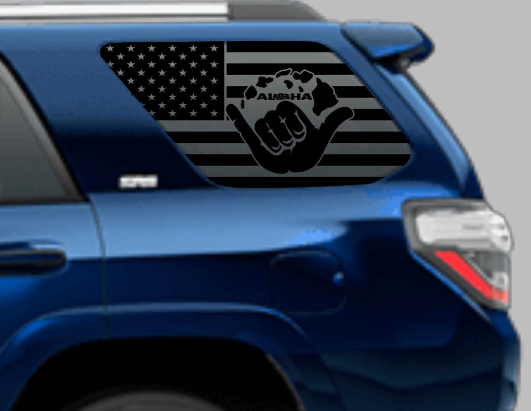 4runner Side Window Decals. American Flag With Shaka, Hawaiian Islands ...