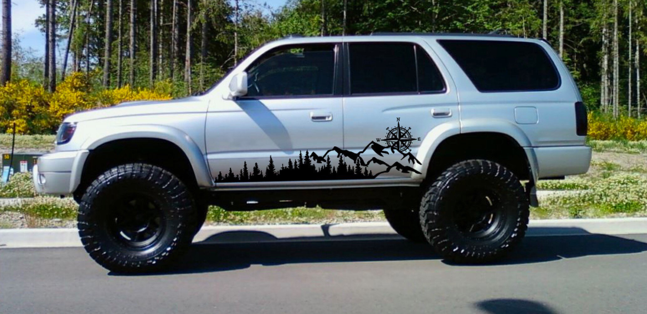 4runner Side Body Decals With Trees Mountains and Compass. - Etsy