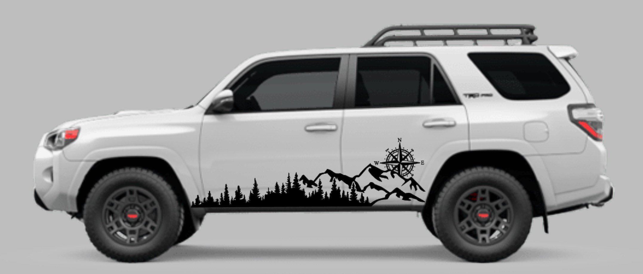 4runner Side Body Decals With Trees Mountains and Compass. - Etsy