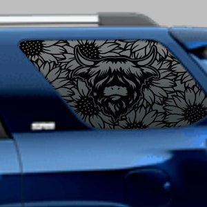 Sunflowers With Highland Cow Side Window Decals That Fit 2nd 5th Gen ...