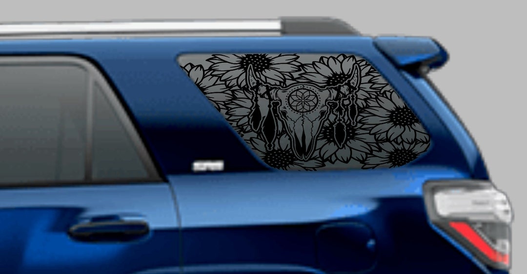 4runner Side Window Decals. Sunflowers and Cow/bull Skull. Aztec/native ...