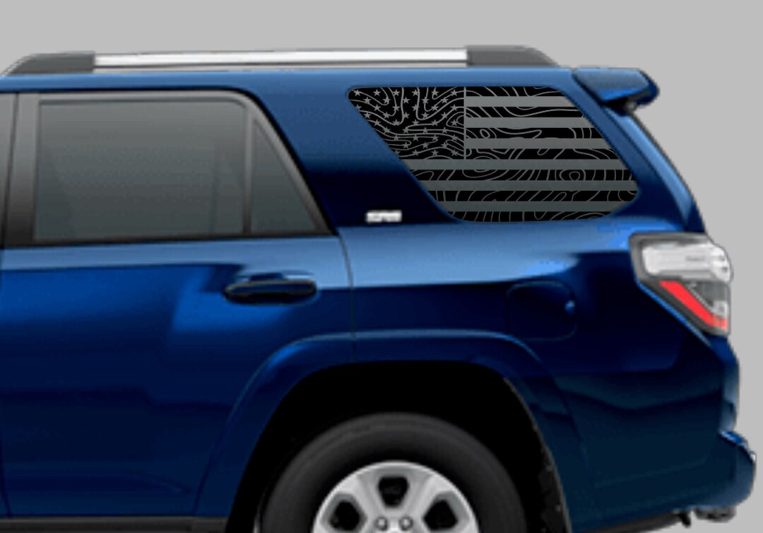 4runner Side Window Decals american Flag With Topographic Map Combined ...