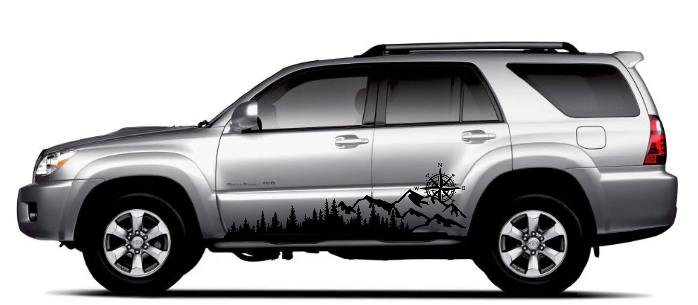 4runner Side Body Decals With Trees Mountains and Compass. - Etsy