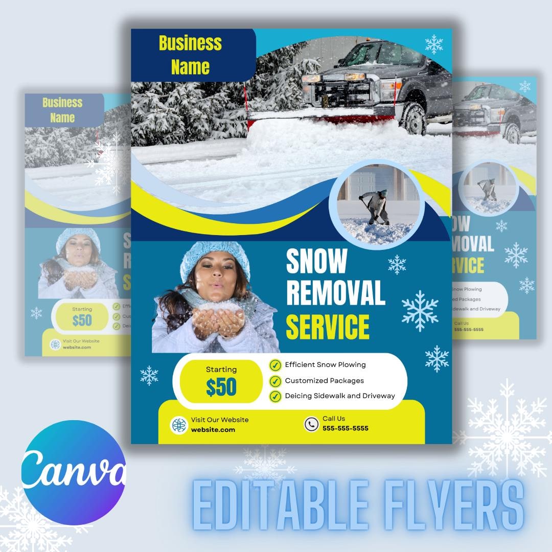 Customizable Snow Removal Flyer | Digital Download | 8.5x11 | Canva ...