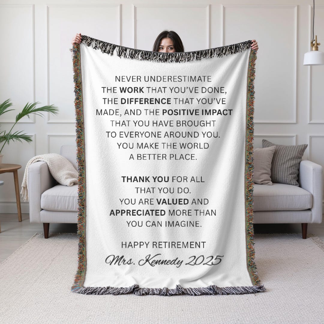 Personalized Retirement Throw Blanket: Woven Cotton Farewell Gift - Etsy