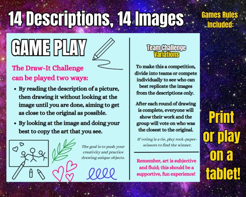 Art Challenge for Creative Kids, Game for Birthday Parties or Family ...