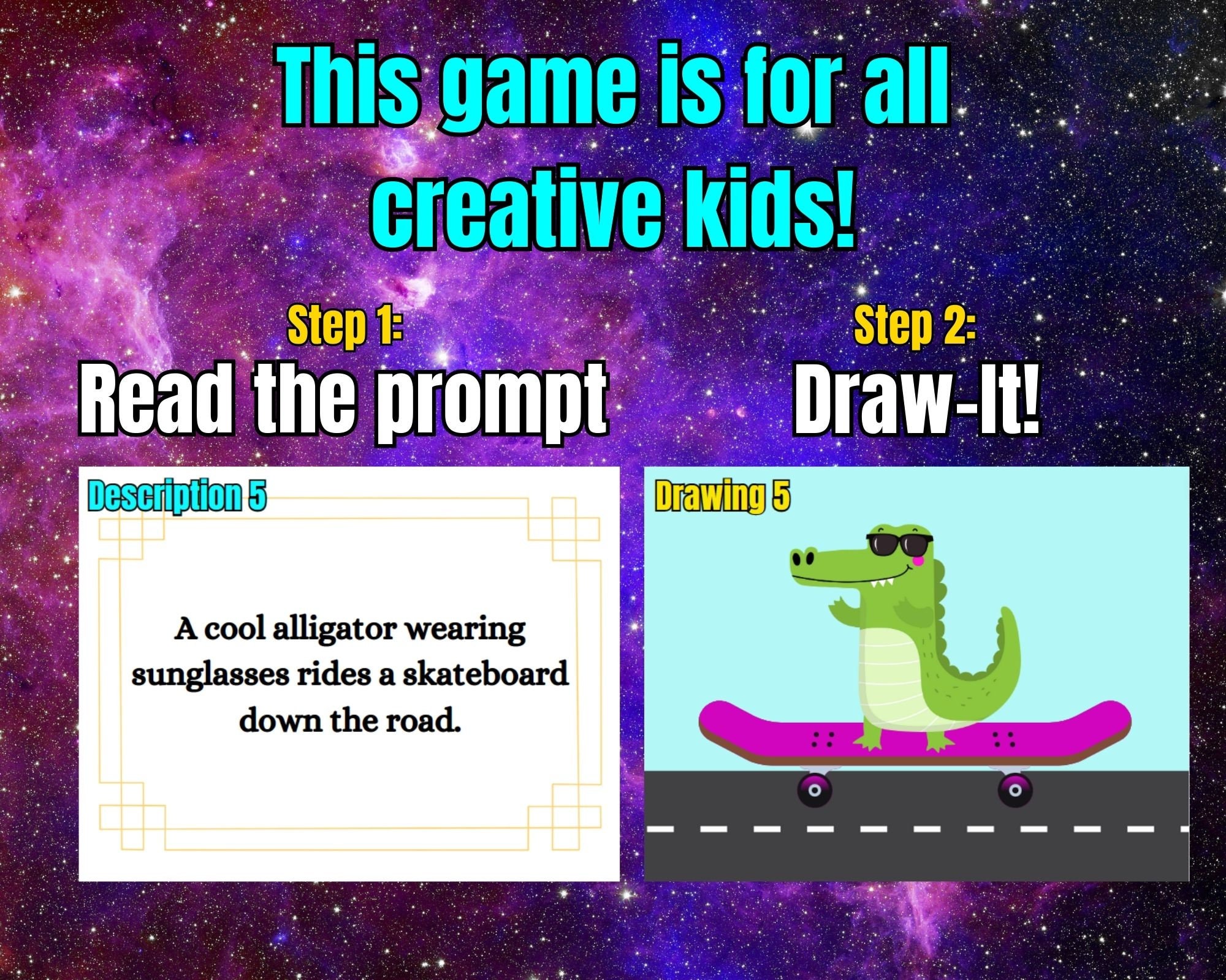 Art Challenge for Creative Kids, Game for Birthday Parties or Family ...