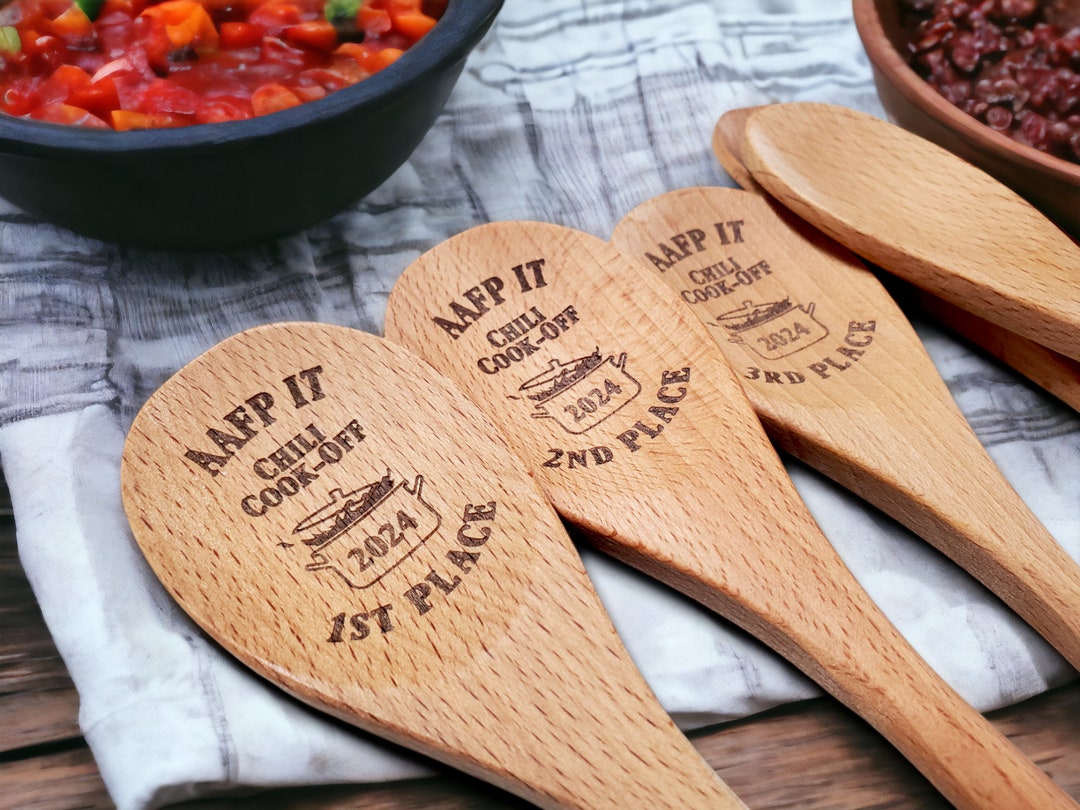 Personalized Chili Cook-off Spoon, Engraved Beechwood Kitchen Spoons ...