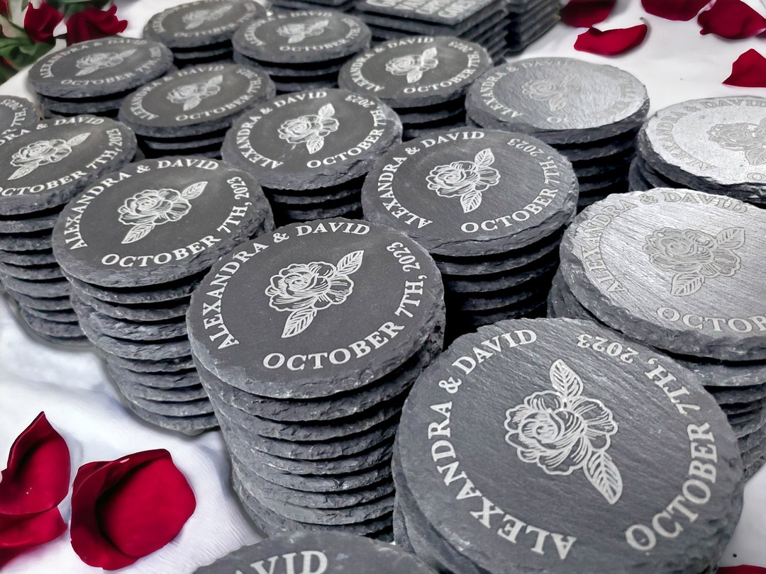 Personalized Engraved Slate Coasters, Bulk Wedding Favors, Reception ...