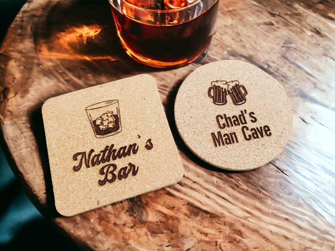 Custom Bar Coasters, Personalized Drink Coasters, Beer, Whiskey, Man ...