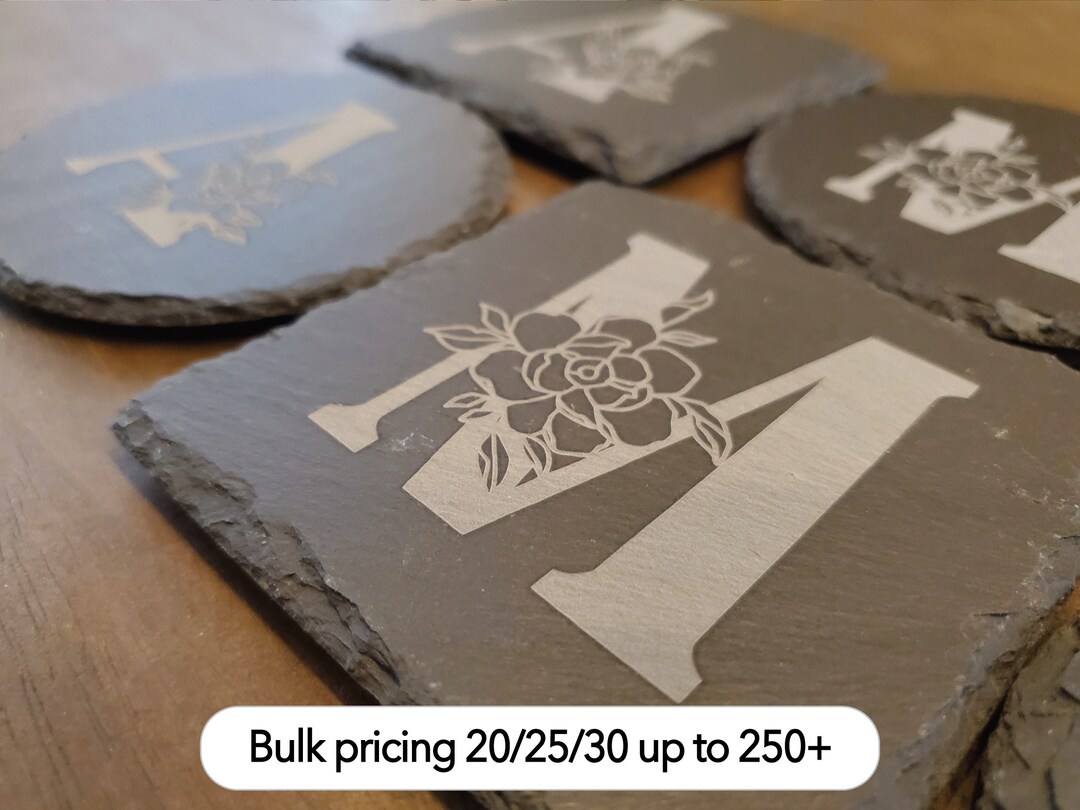 BULK Floral Letter Coaster Engraved Coaster Personalized - Etsy
