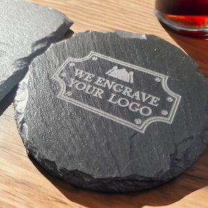 Logo Engraved Coasters for Small Businesses, Slate Stone Coaster Laser ...