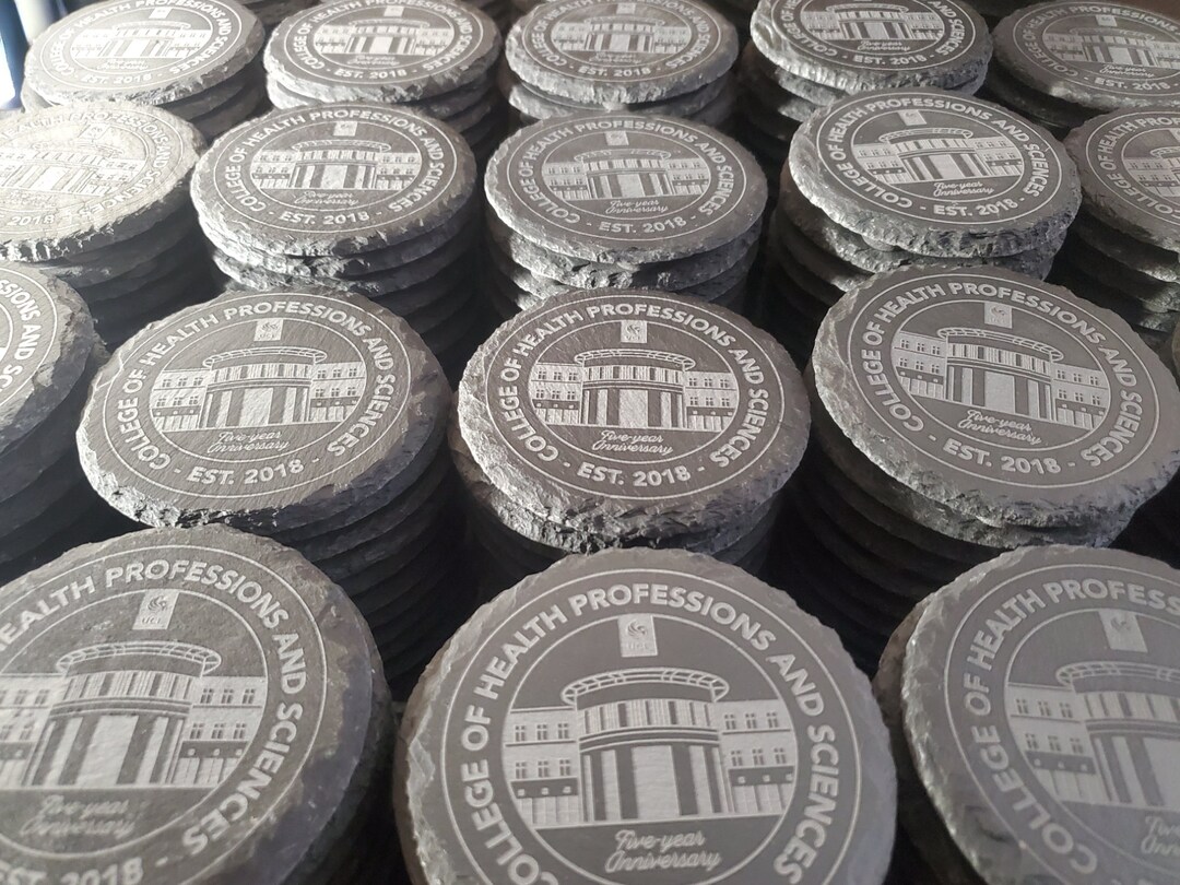 Logo Engraved Coasters for Small Businesses, Slate Stone Coaster Laser ...