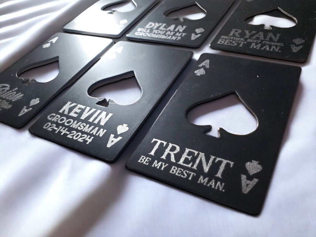 Groomsmen Proposal Gift, Laser Engraved Ace of Spades Bottle Opener ...