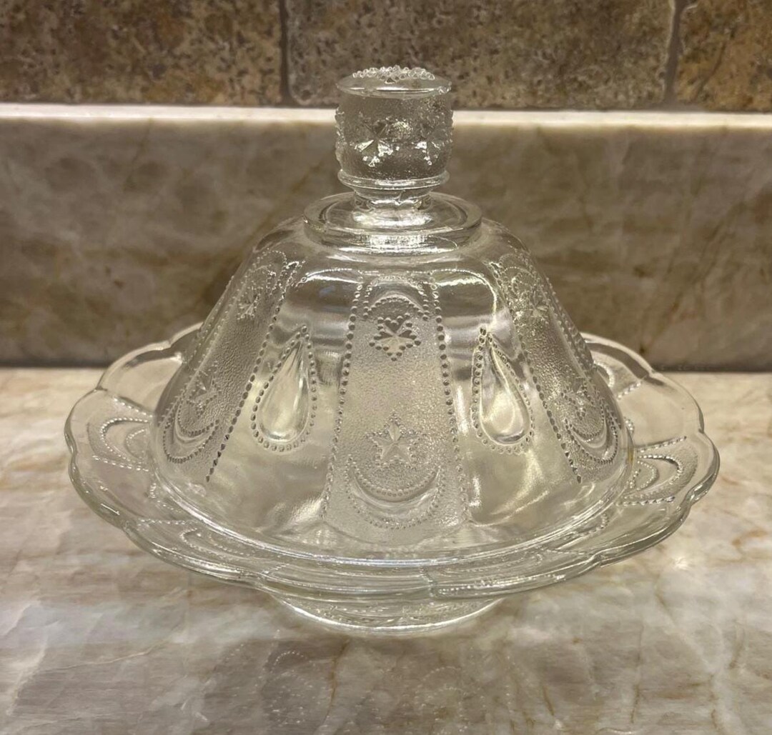 Vintage Star & Crescent Moon Lidded Glass Dish With Scalloped Edges - Etsy