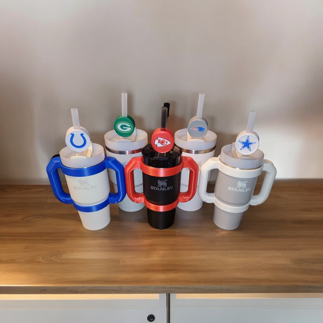 Stanley NFL Team Logo Straw Slide Toppers and Handle Theme, Fits 14oz ...