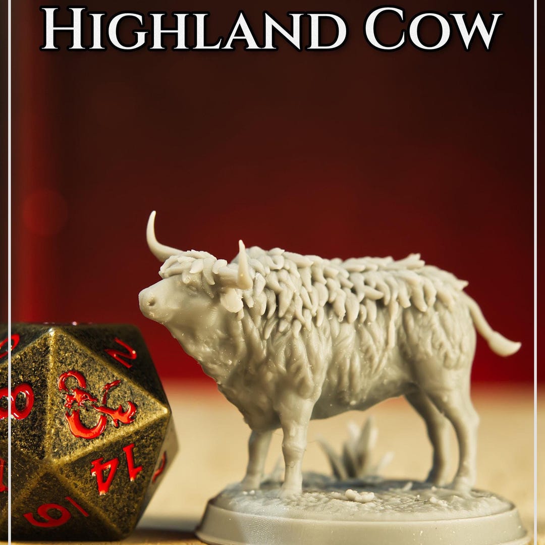 Highland Cow Miniature | Tabletop RPG Resin Figurine | Fantasy Animal ...