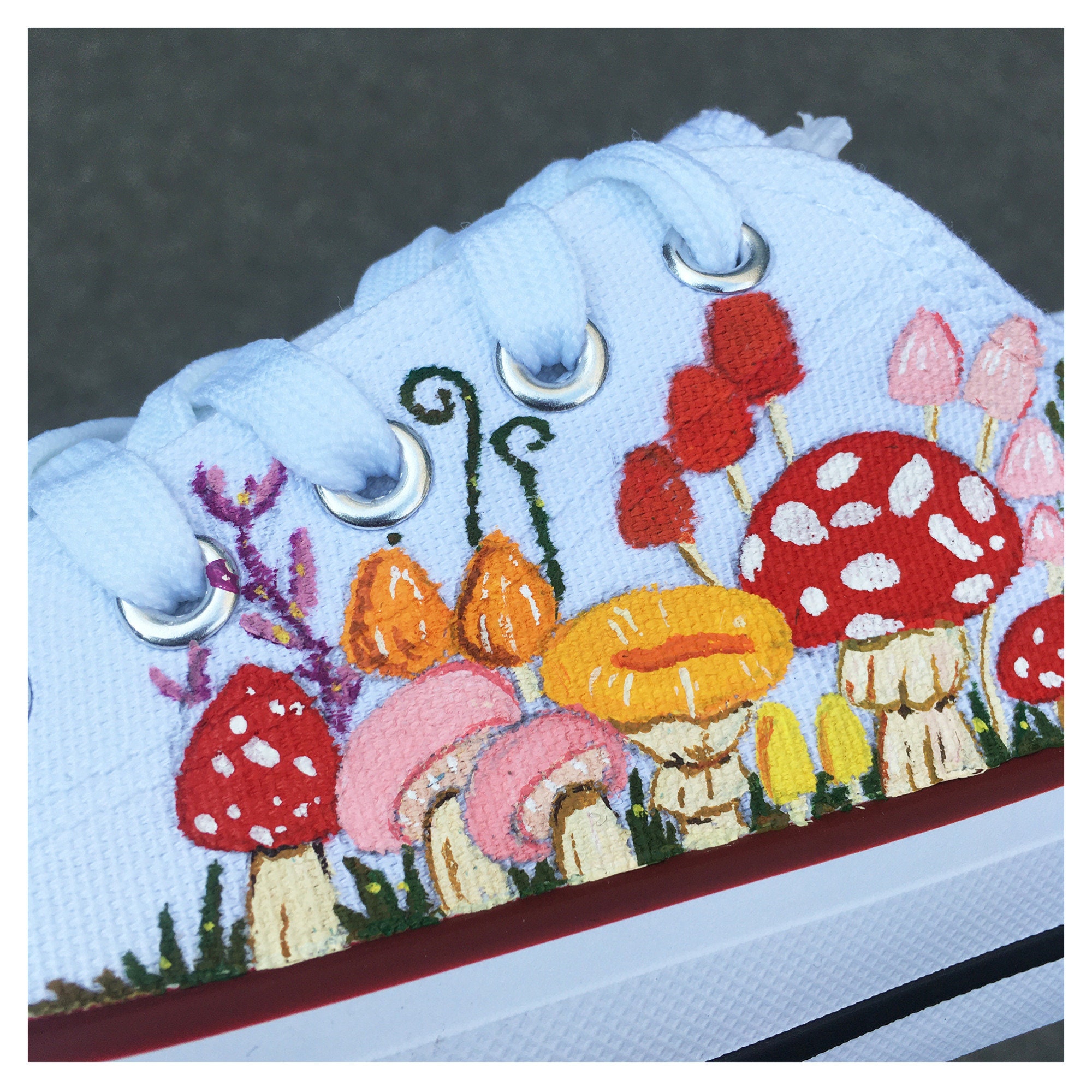 Colorful Mushrooms Hand Painted Custom Canvas Shoe, Cute Personalized ...