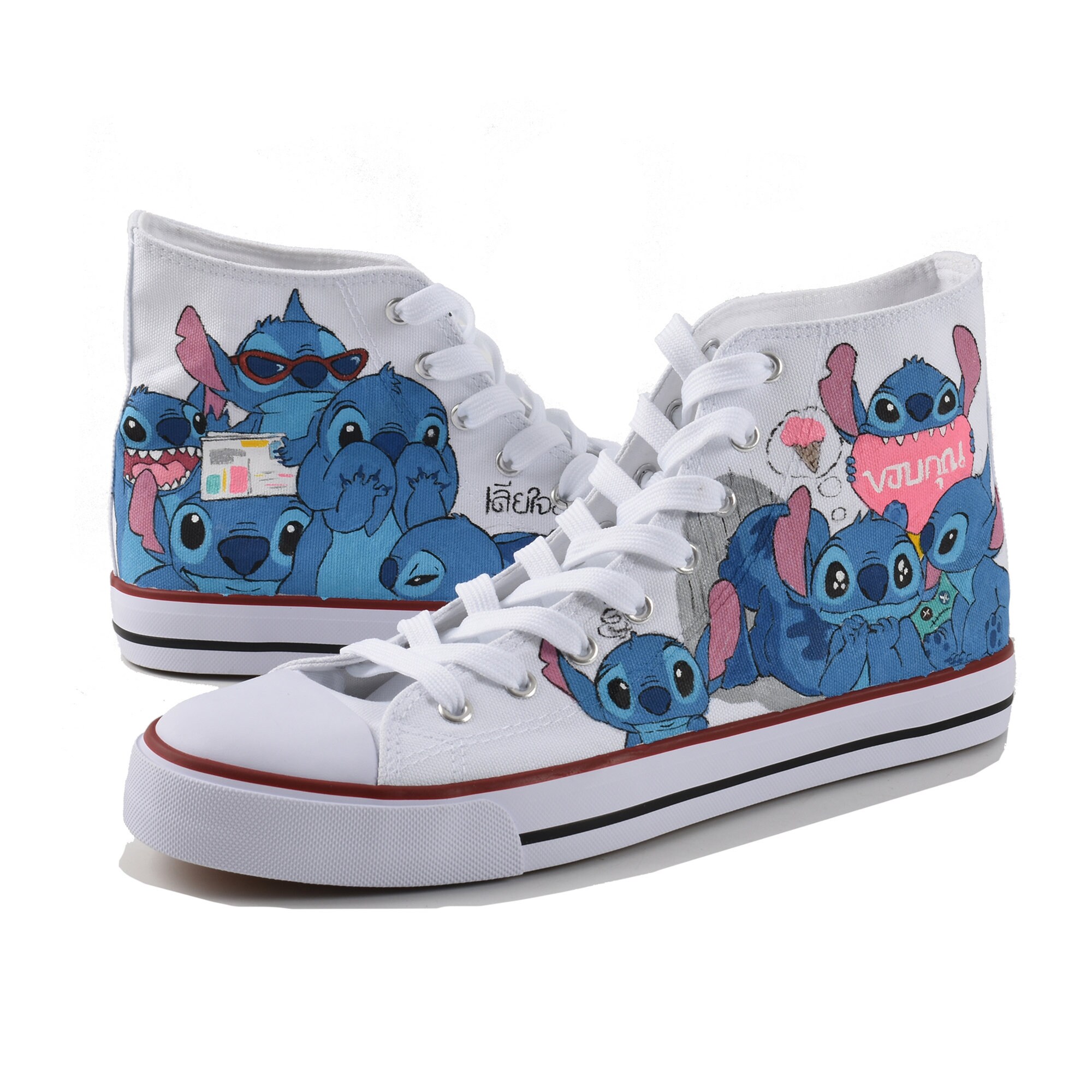 Stitch Hand-painted Shoes, Handmade Gift, Cute Trending, Adult Kids ...