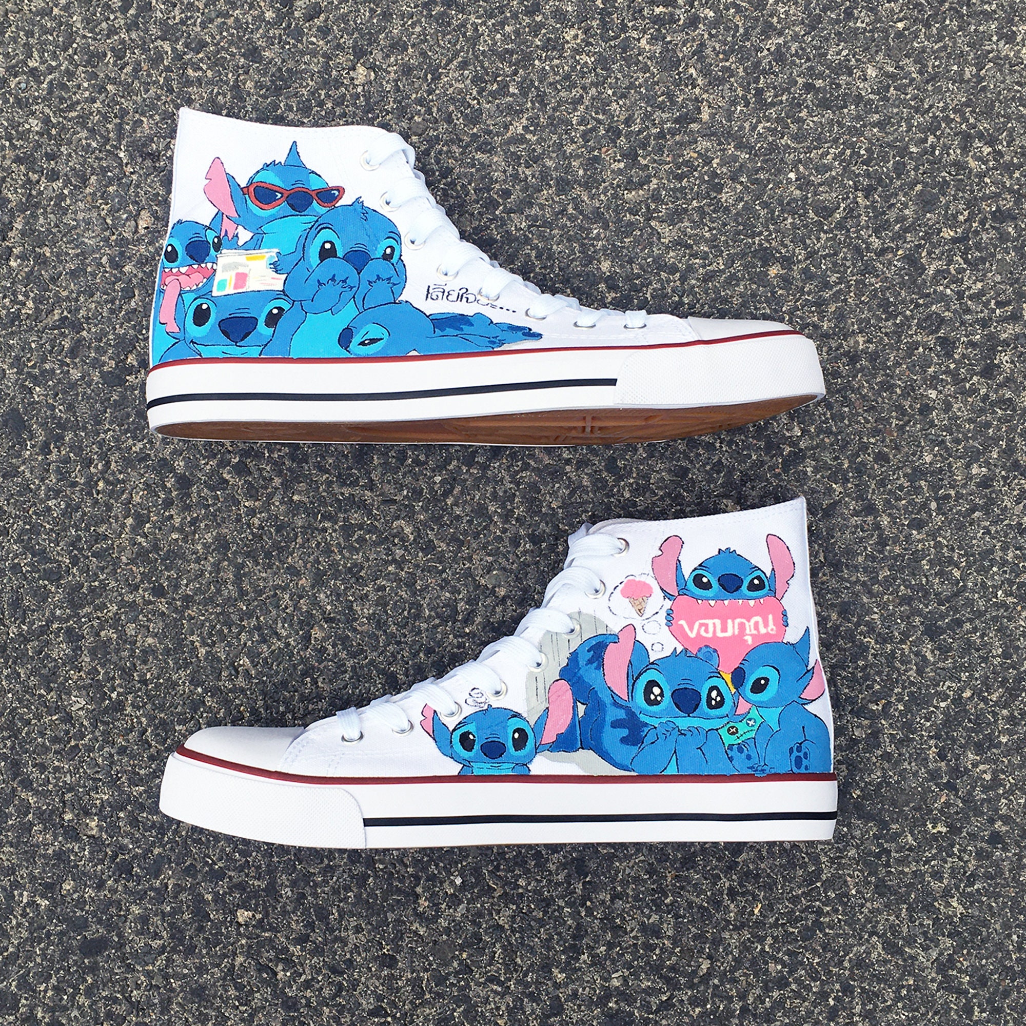 Stitch Hand-painted Shoes, Handmade Gift, Cute Trending, Adult Kids ...