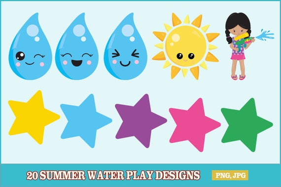 Summer Water Play Water Play Clipart Clipart Commercial - Etsy