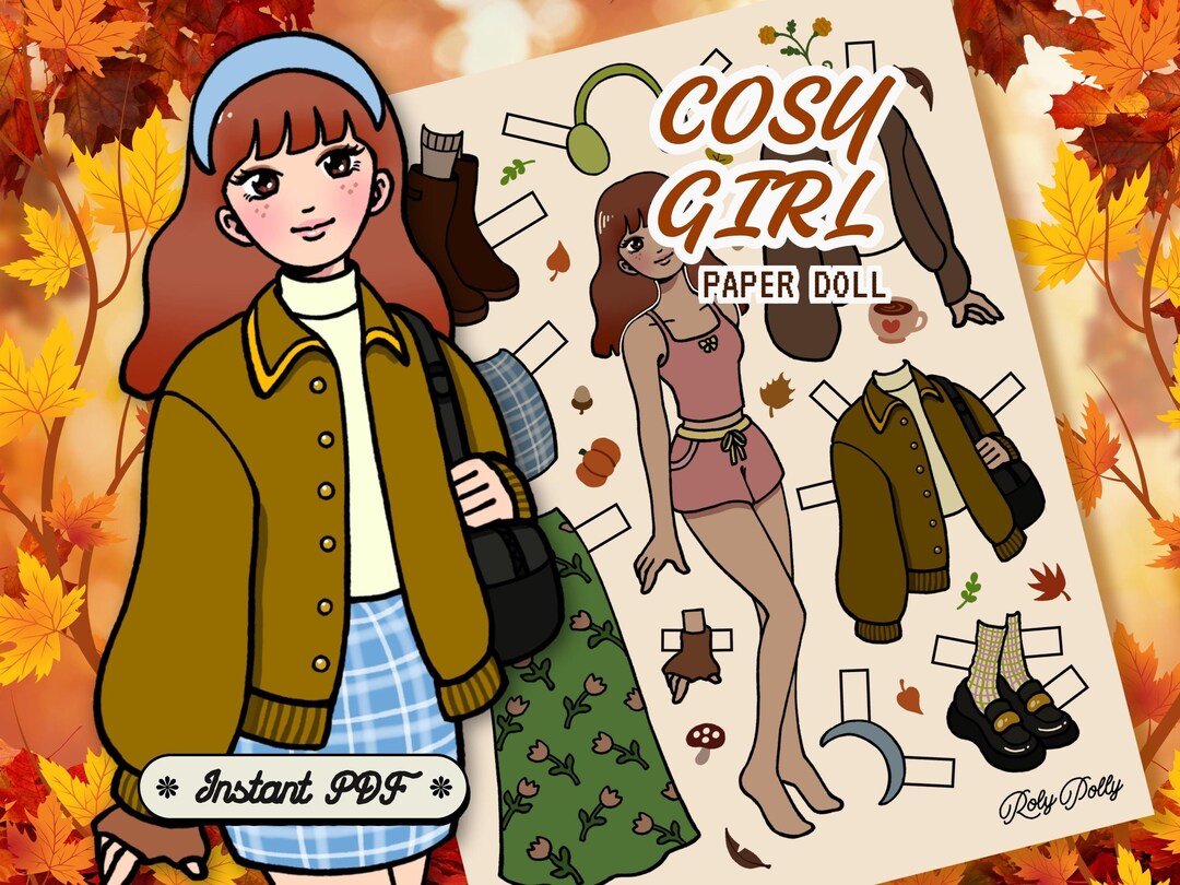COSY GIRL Autumn Paper Doll Dress up Printable Kids Activity, Quiet ...