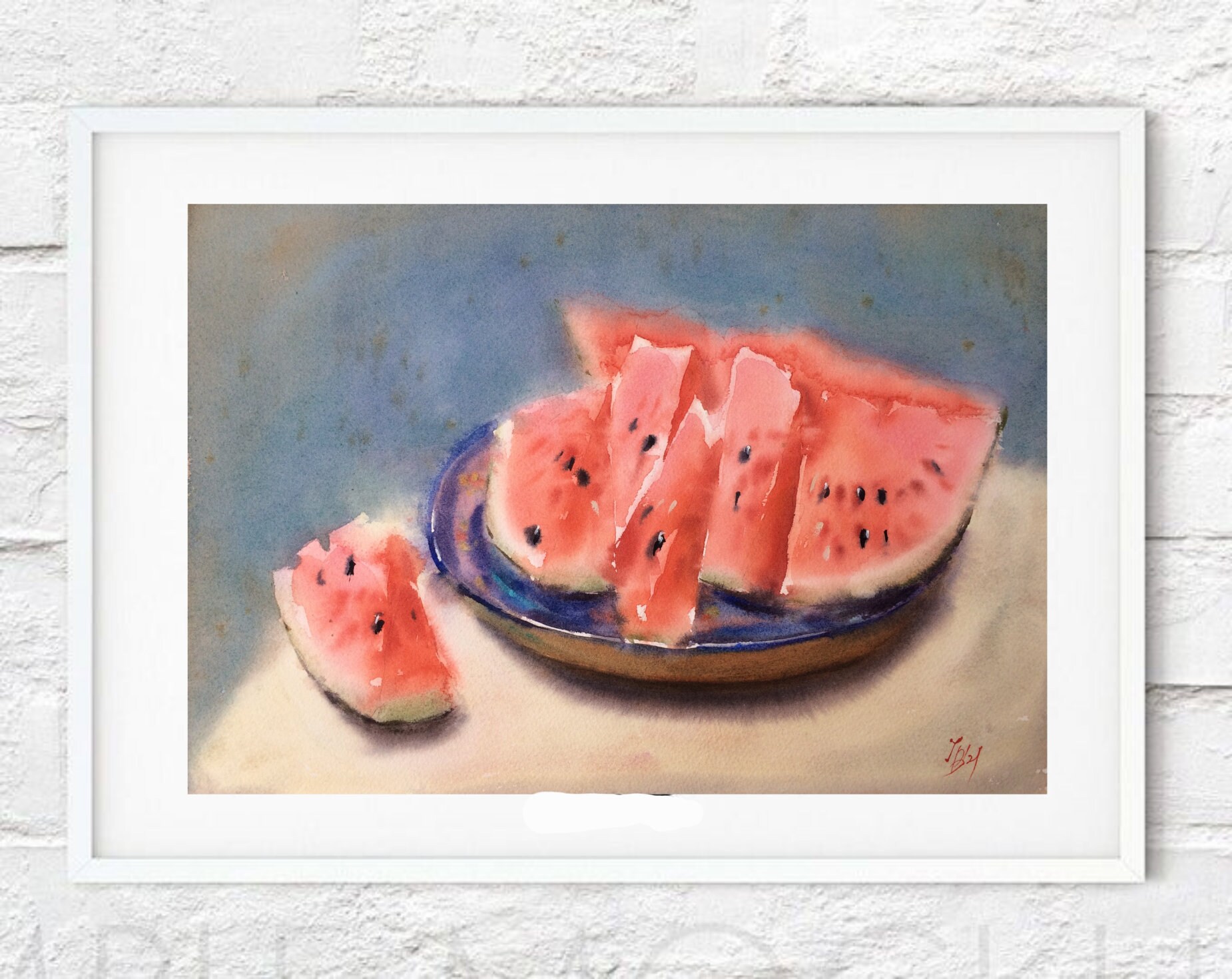 Watermelon Original Watercolor, Summer Still Life Watercolor ...