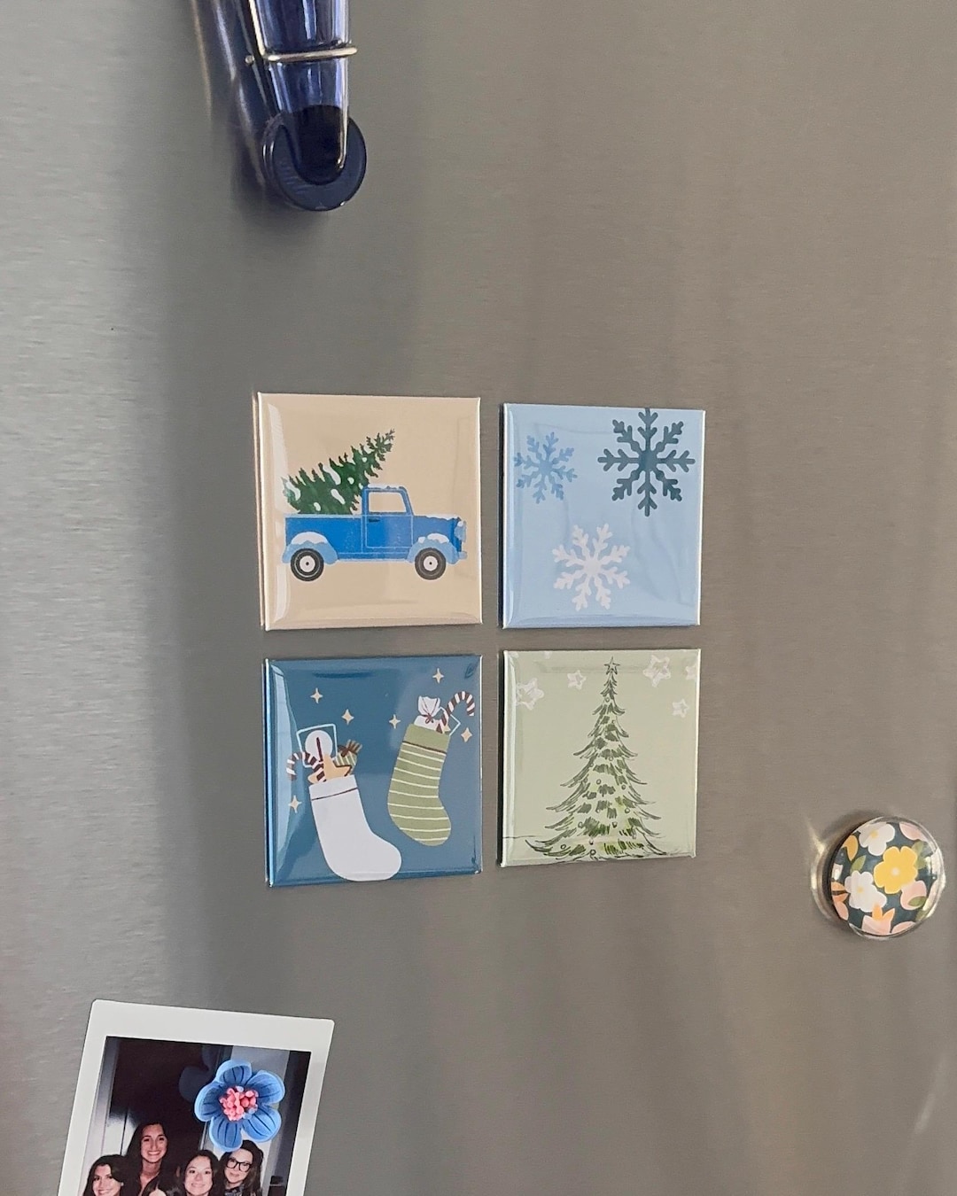 Holiday Fridge Magnet Set | Christmas Tree, Stockings (2x2) - Etsy