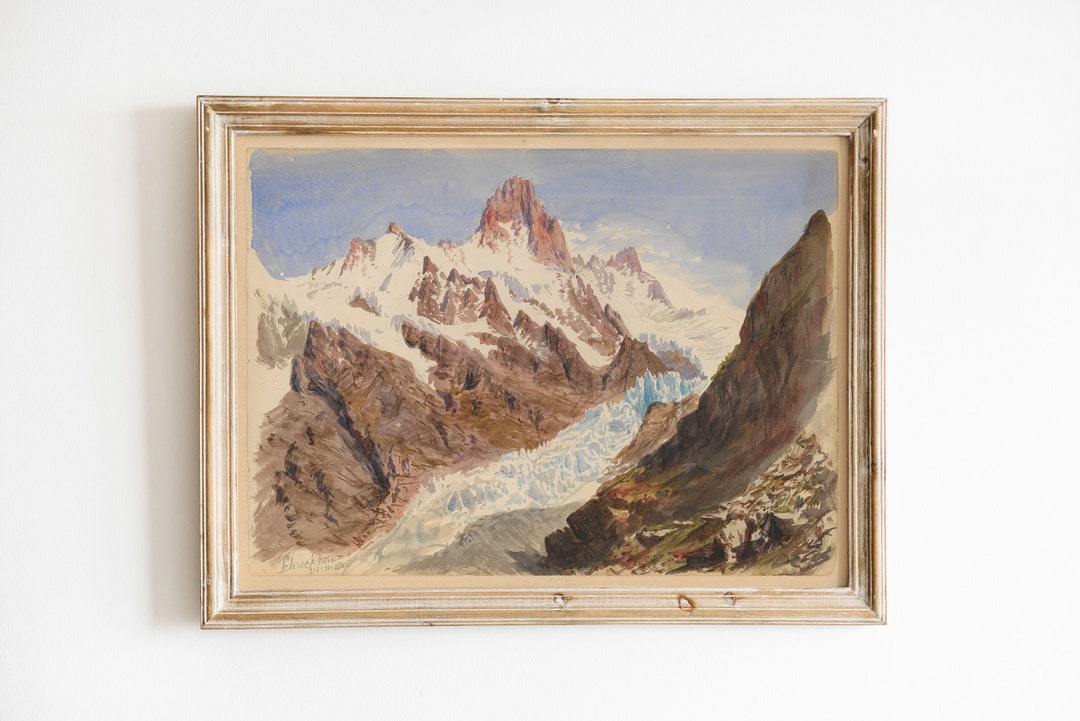 PRINTABLE Snowy Mountain Print Winter Cottage Art Winter - Etsy