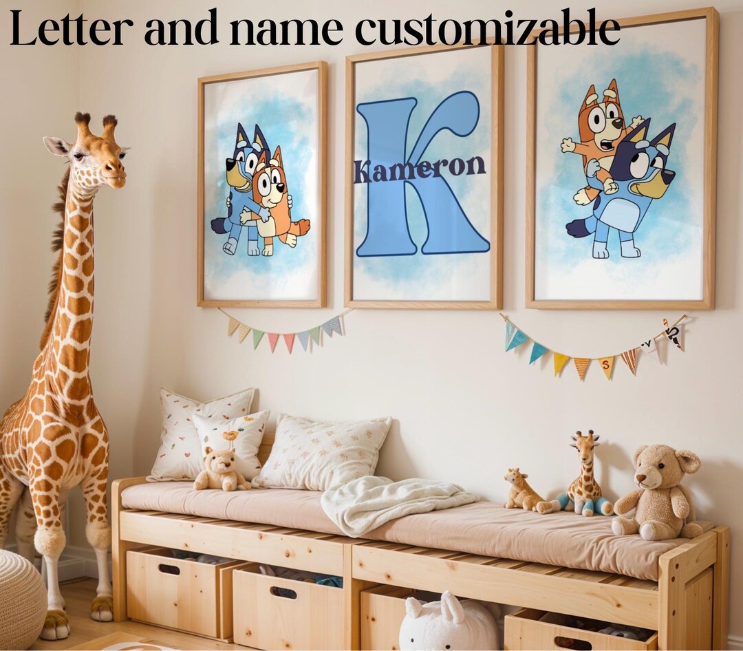 Customizable Bluey Prints | Set of Bluey Prints | Wall Art | Childrens ...