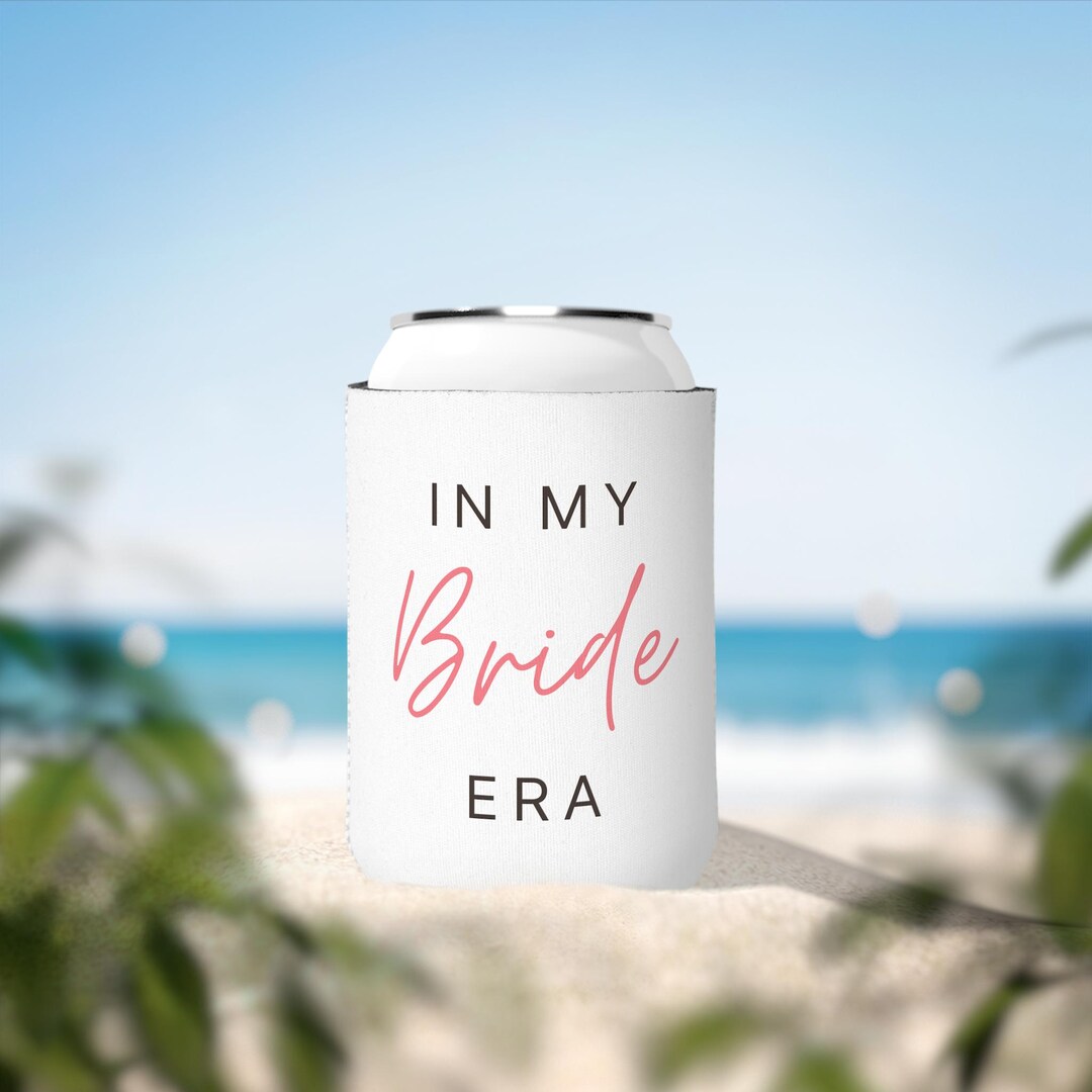 Bride Wedding Koozie Can Cooler Sleeve, Pink Cute New Bride Favor ...