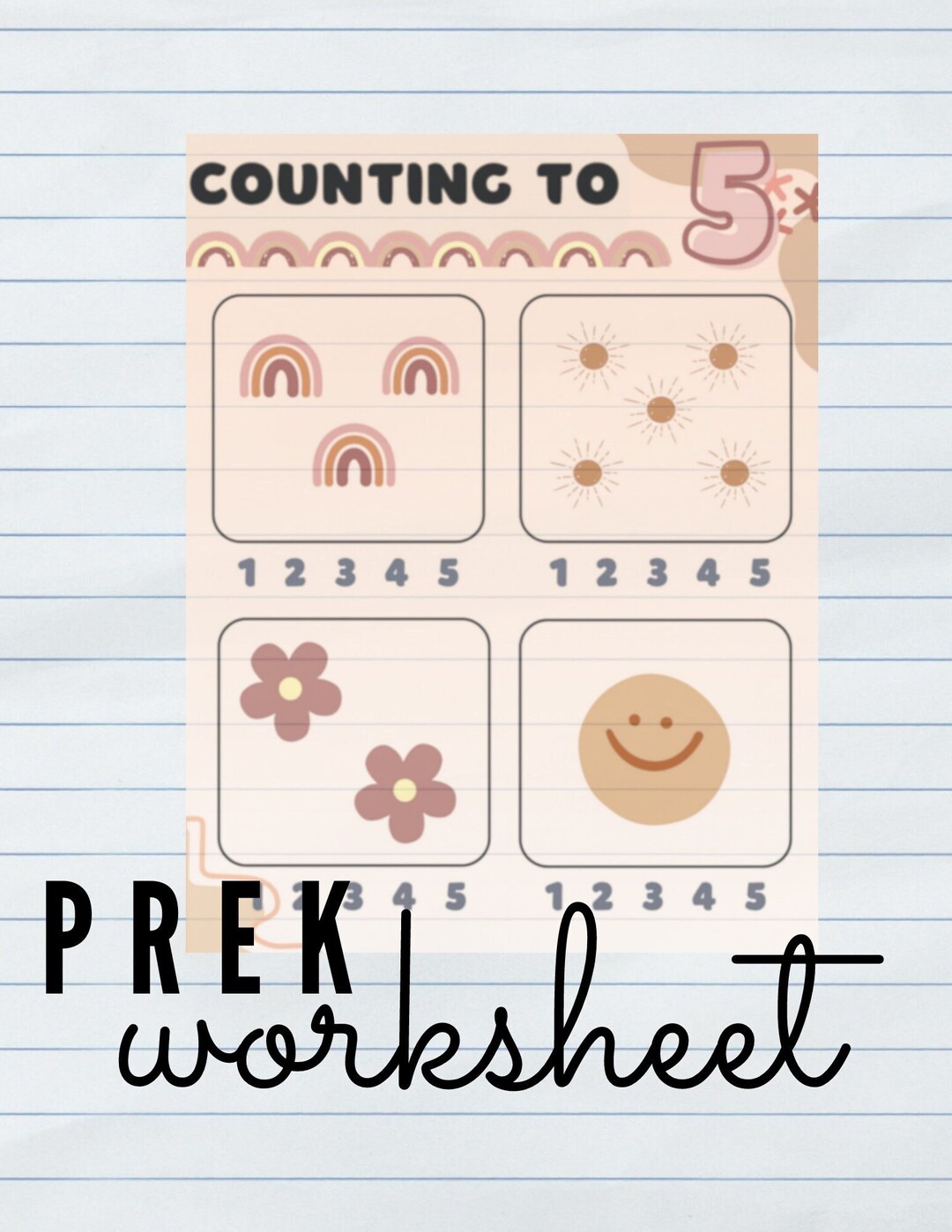 Prek Printable Worksheet L BOHO Worksheet L Counting Worksheet L ...