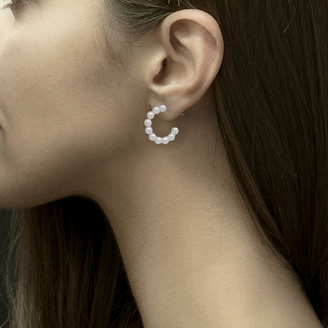 Elegant Pearl Half-hoop Earrings With 18K Gold Plating - Perfect for ...