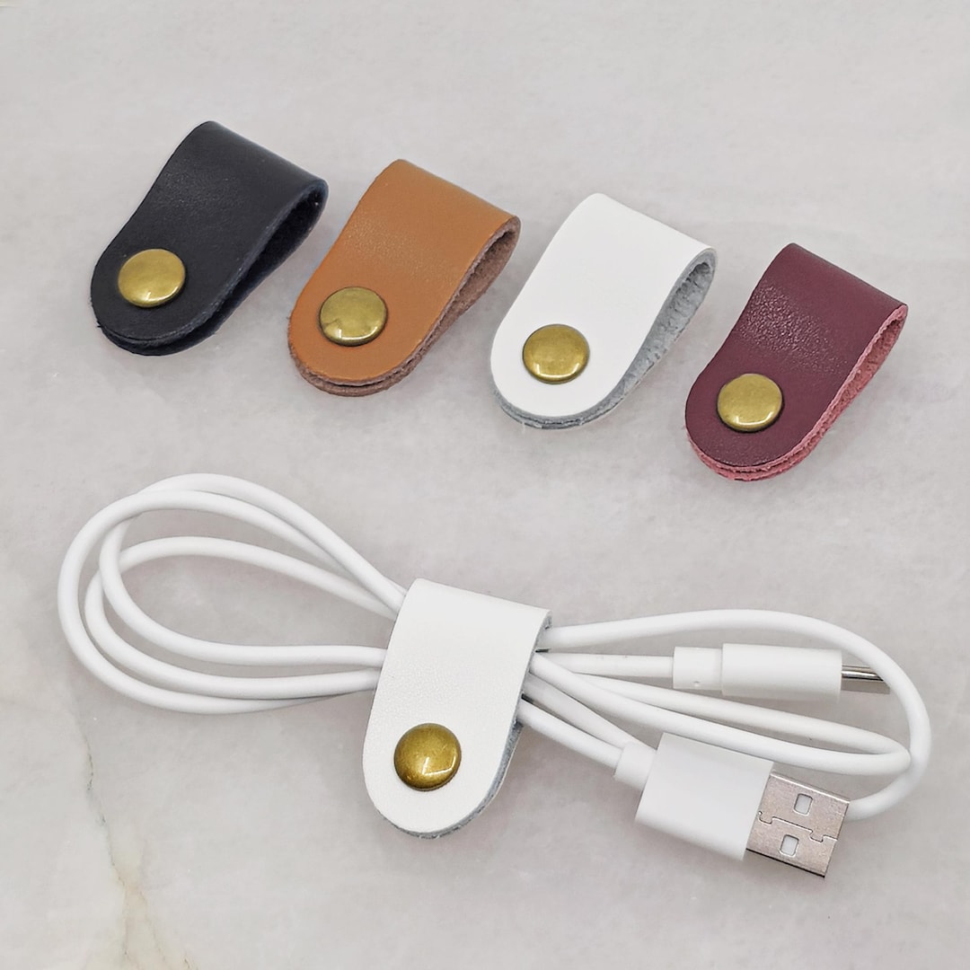 Full-grain Leather Cable Organizer, Tech Cord Holder & Wire Management ...